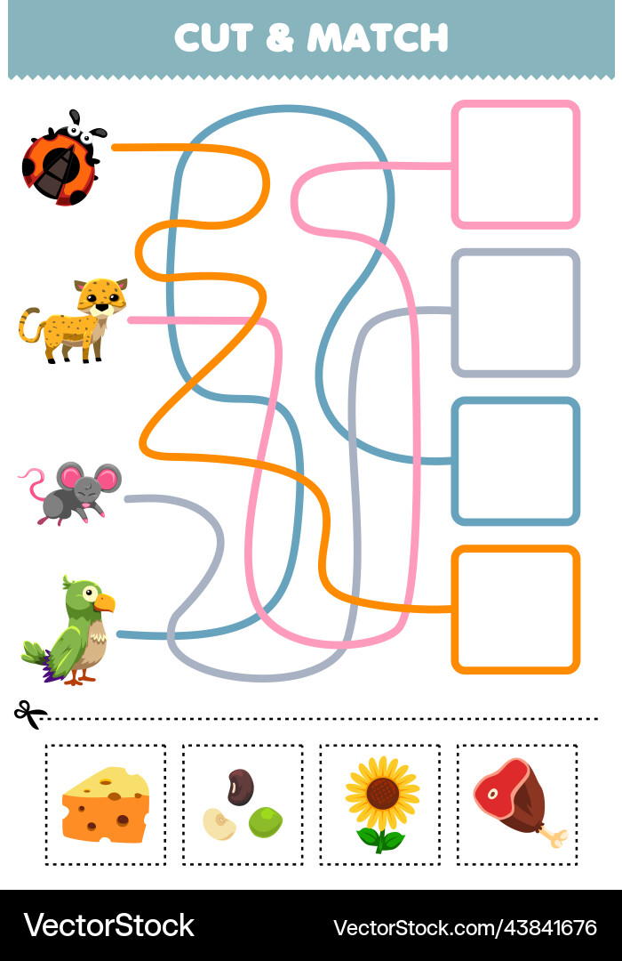 Education game for children cut and match Vector Image