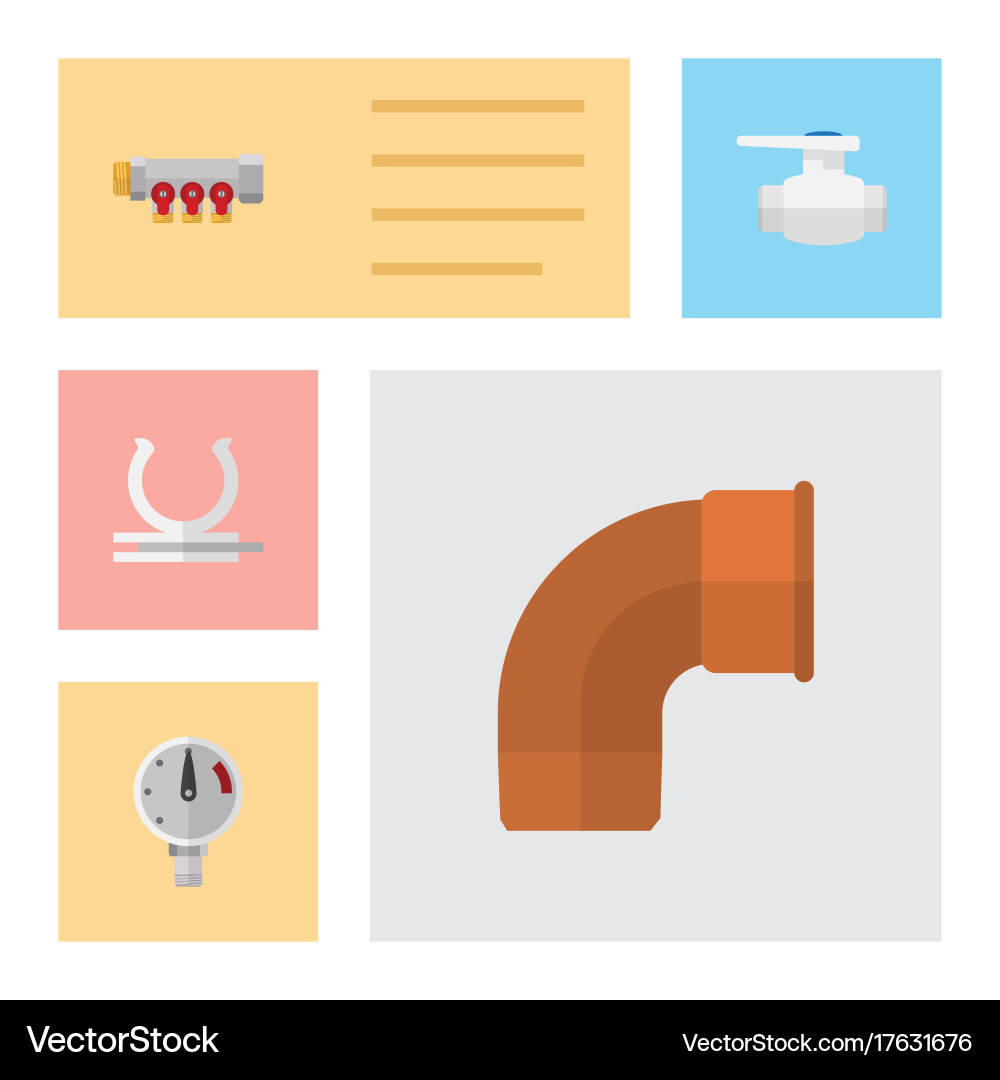 Flat icon plumbing set pressure iron conduit Vector Image
