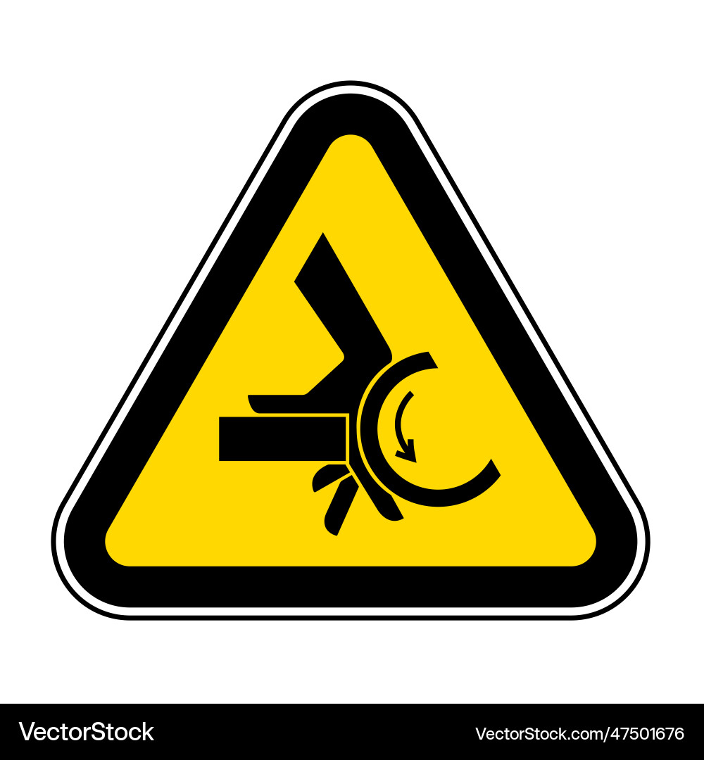 Hand crush roller pinch point symbol sign Vector Image