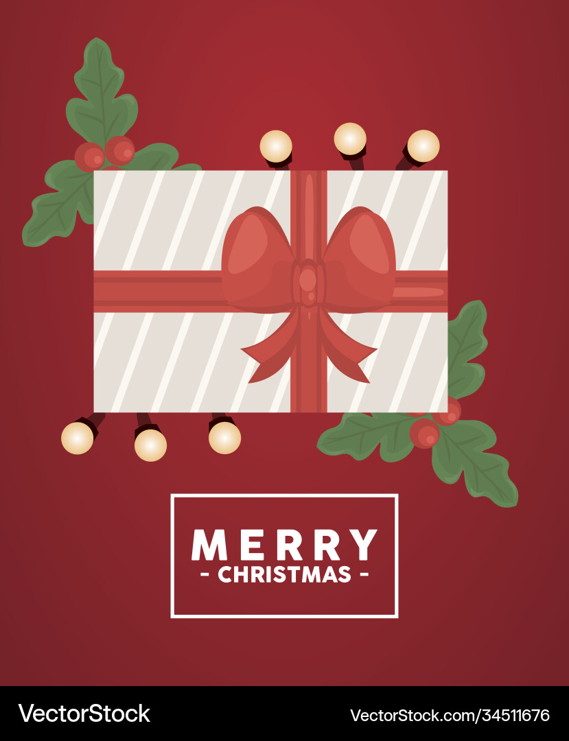 Merry christmas lettering in square frame Vector Image