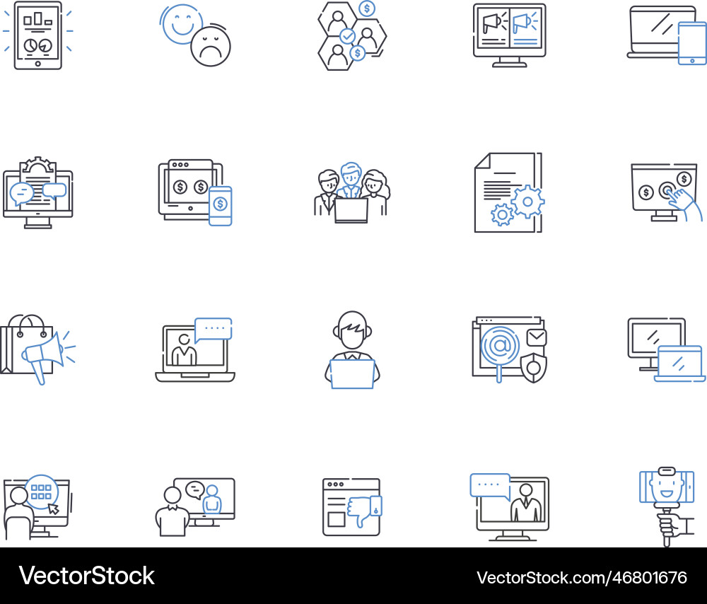 Online fraternity line icons collection Royalty Free Vector