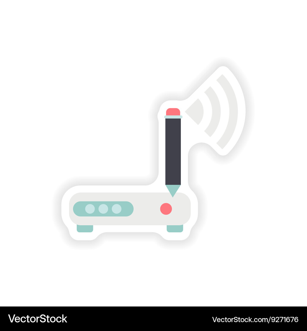 Paper sticker on white background wi-fi router Vector Image