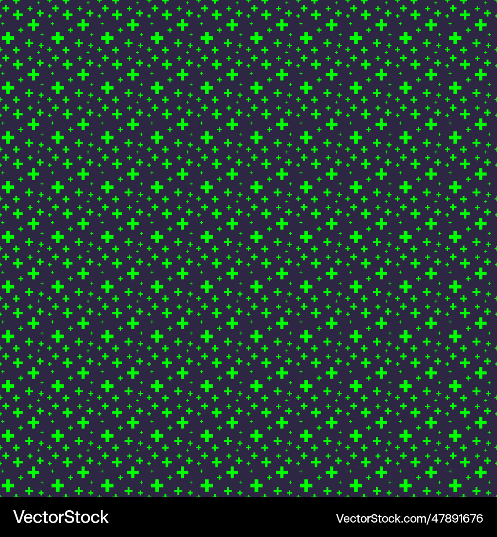 Pattern of minimalistic neon green crosses Vector Image