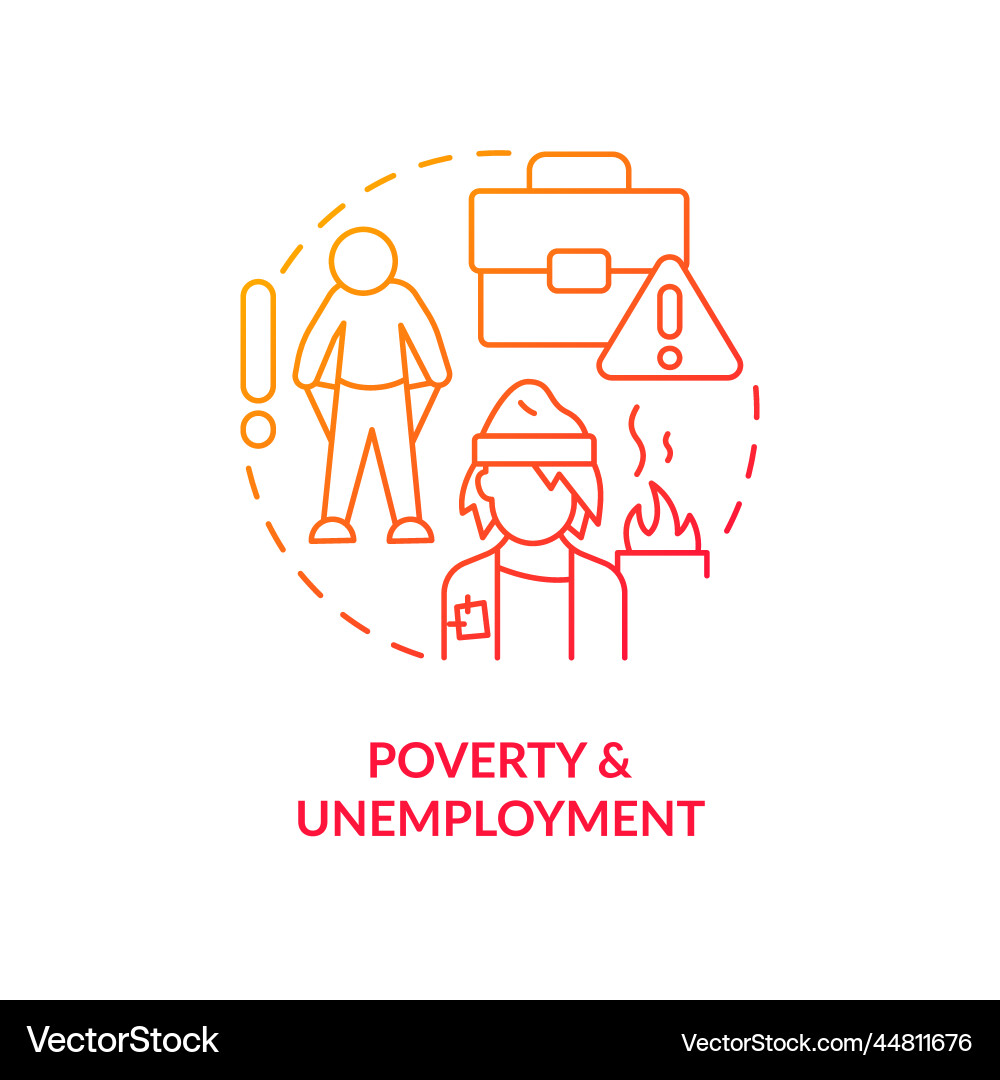 Poverty and unemployment red gradient concept icon