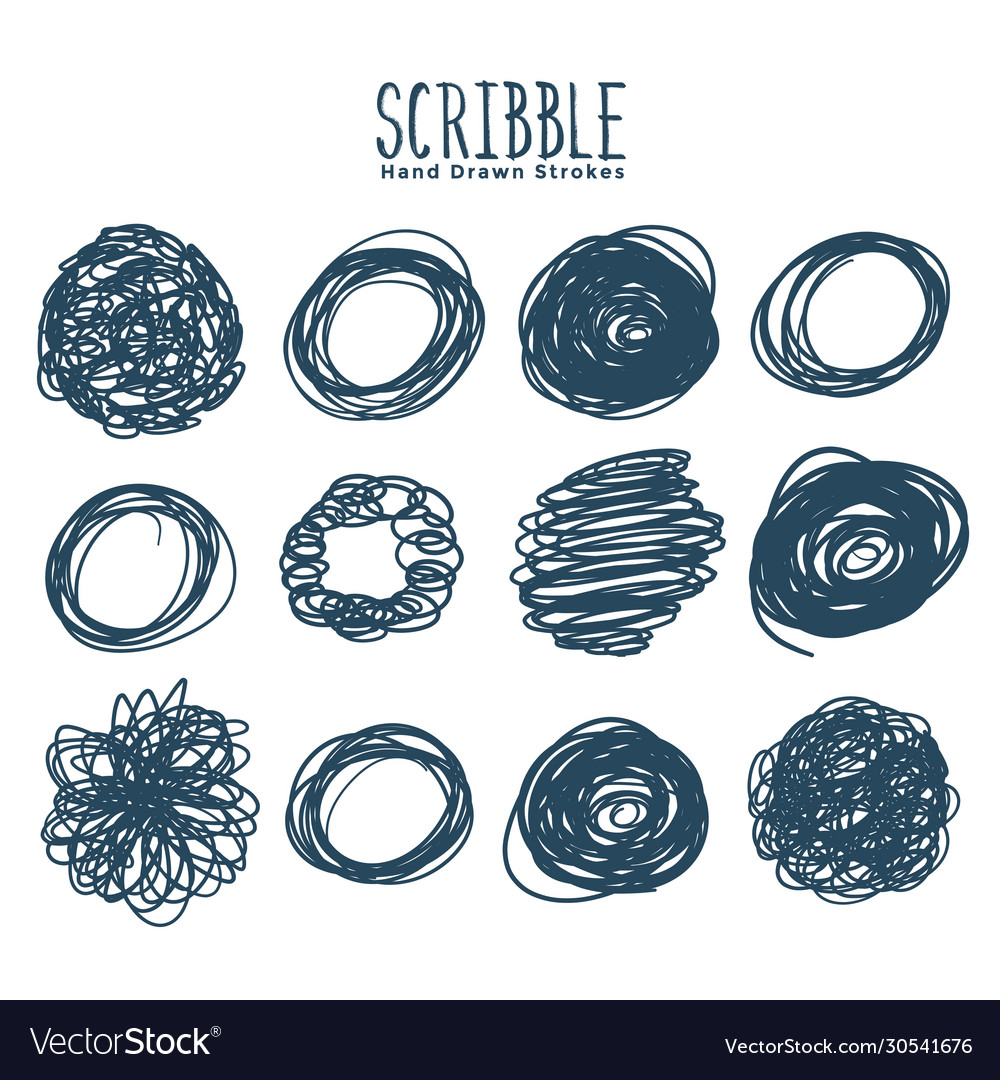 Set circular scribbles and frames design Vector Image