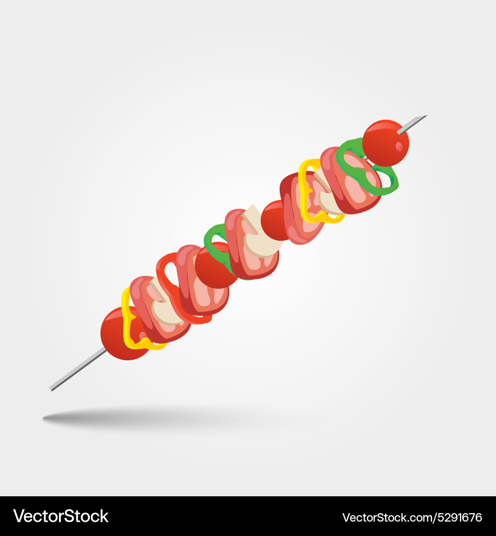 Shashlik - grilled meat and vegetables Royalty Free Vector