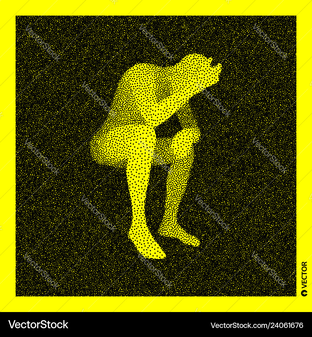 Sitting man 3d human body model black and yellow Vector Image