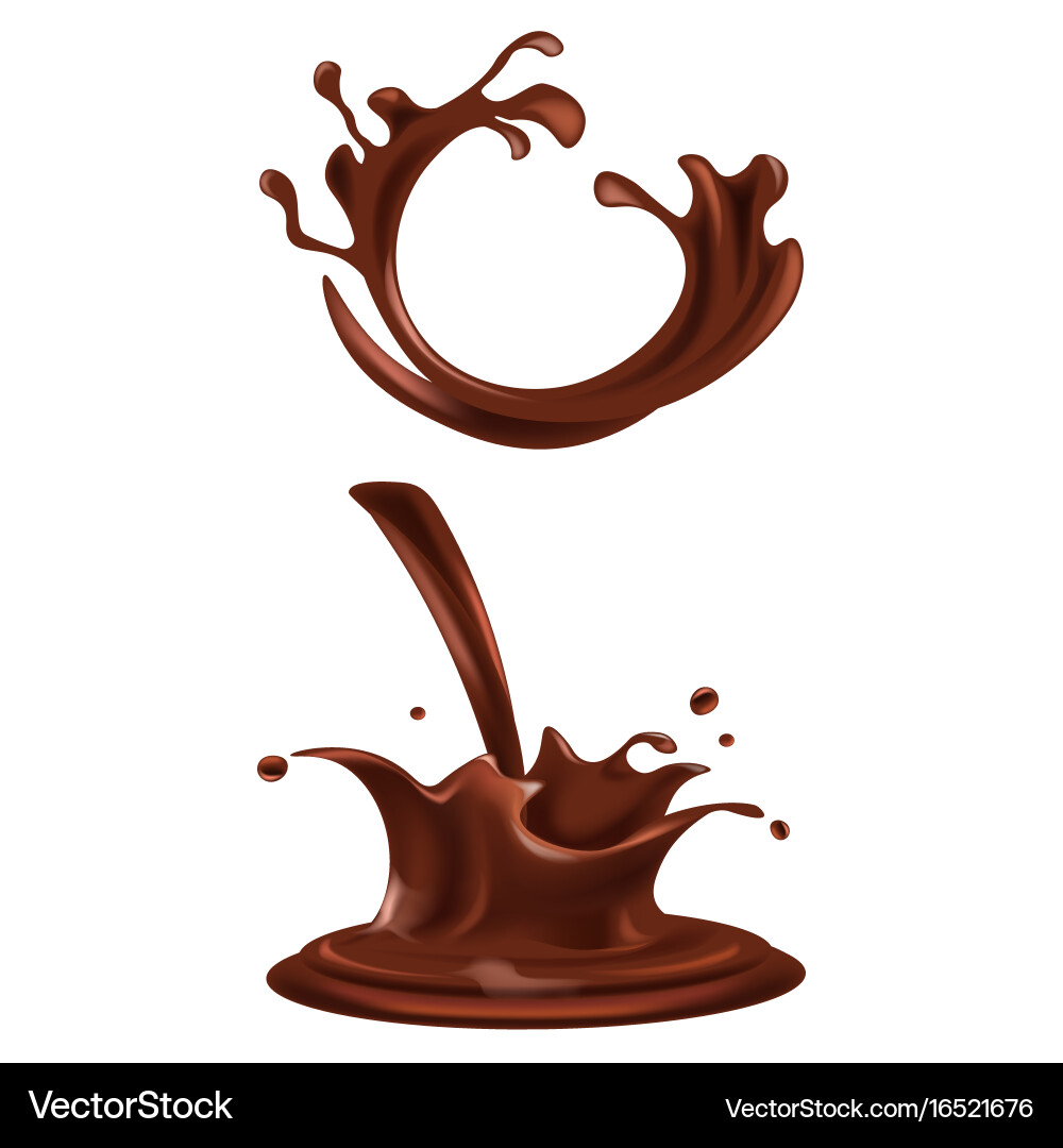 Splashes and drops of dark chocolate Royalty Free Vector