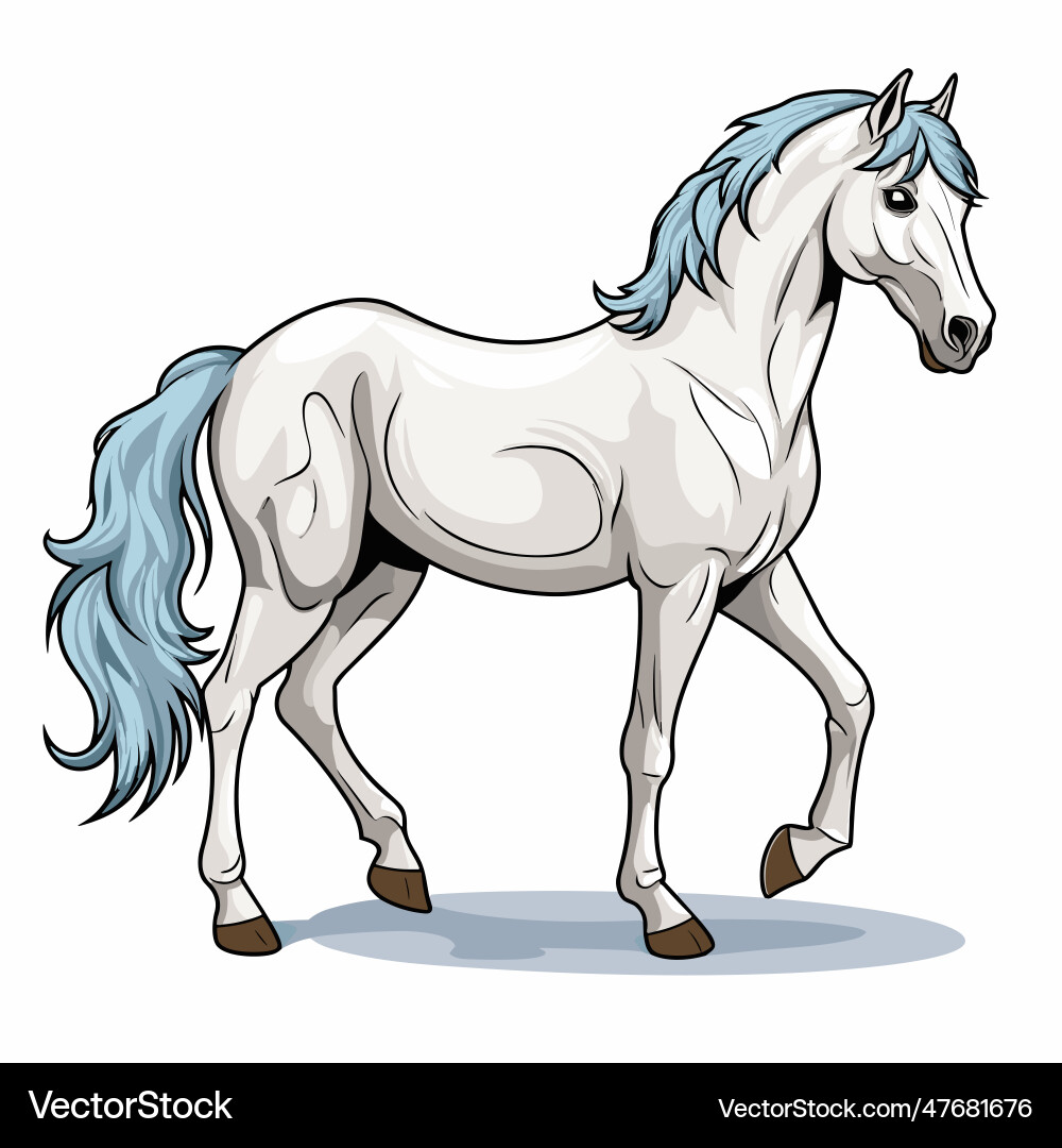 Stallion hand-drawn stallion doodle style cartoon Vector Image