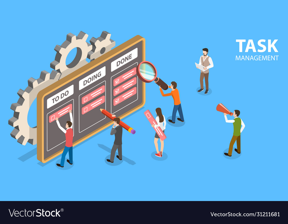 3d isometric flat concept task Royalty Free Vector Image