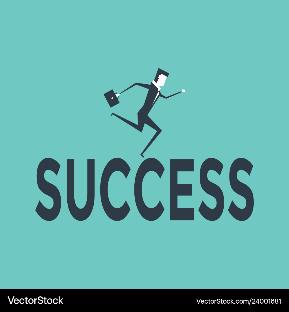 Businessman running with success Royalty Free Vector Image