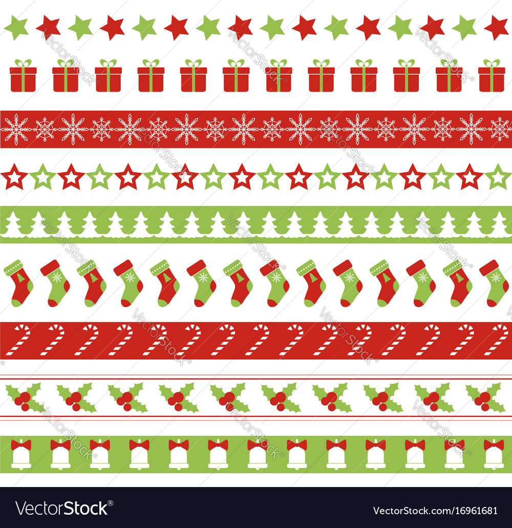 Christmas seamless borders Royalty Free Vector Image
