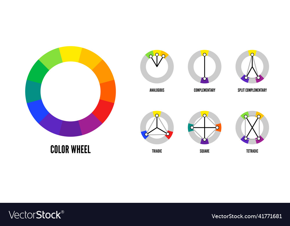 Color wheel guide with twelve colors Royalty Free Vector