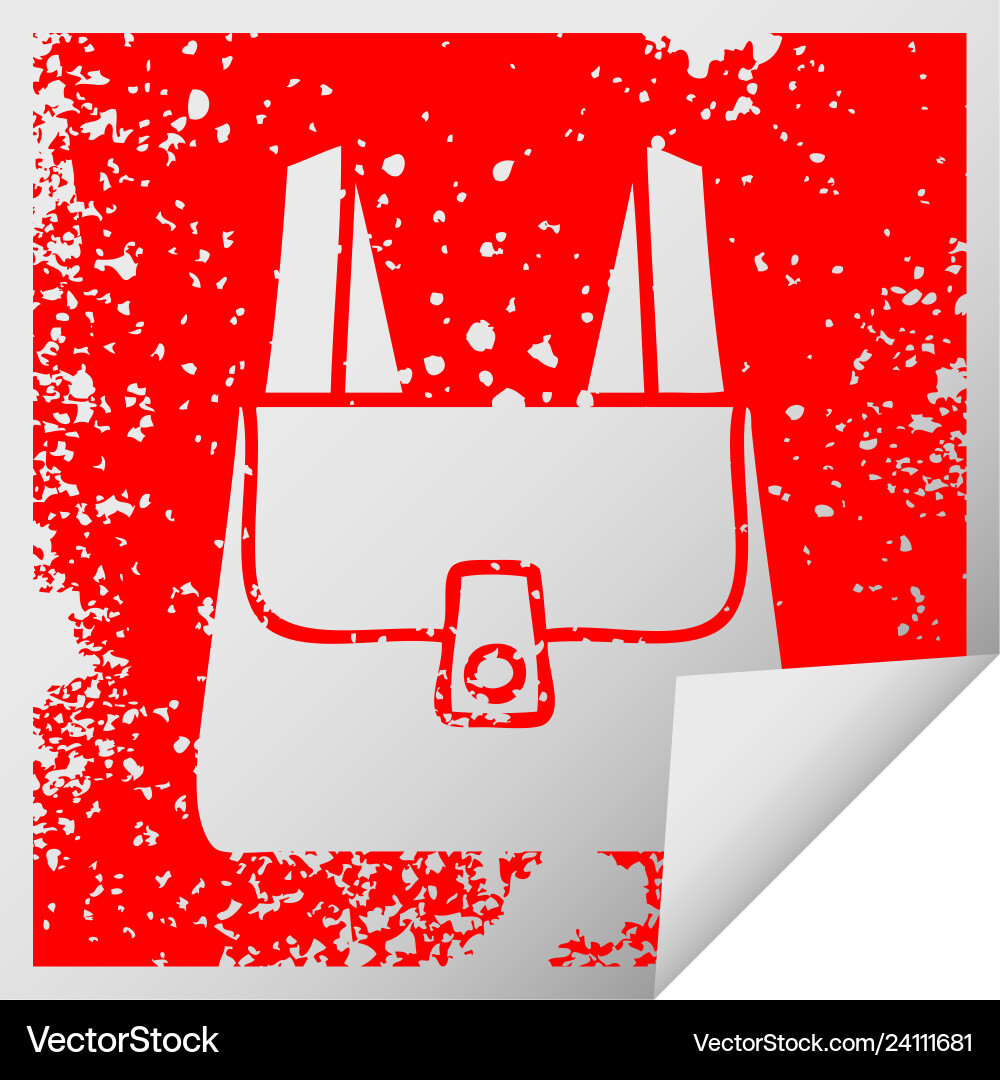 Distressed square peeling sticker symbol green bag
