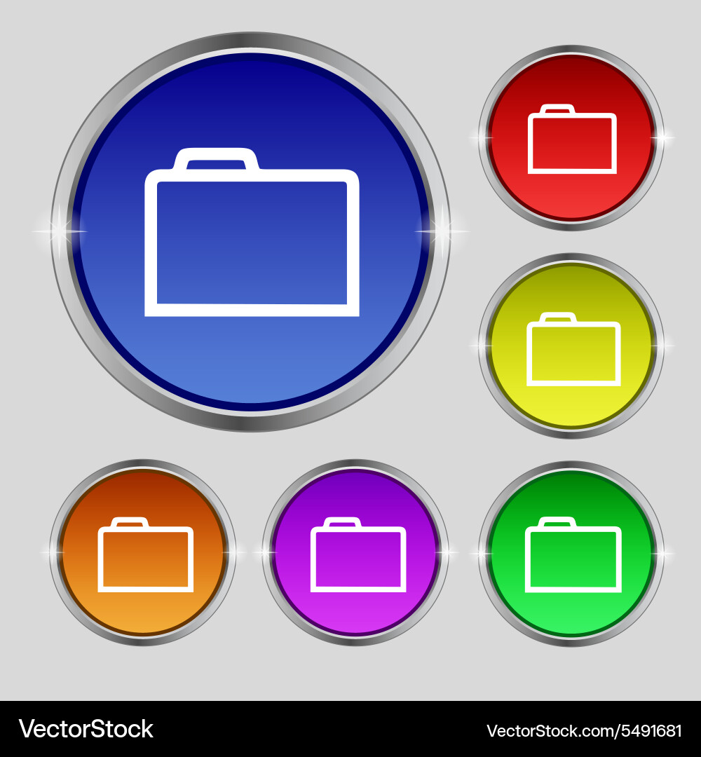 Folder icon sign round symbol on bright colourful Vector Image