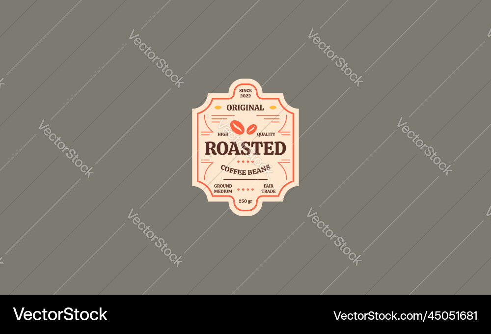 Label of coffee bean roasted template design Vector Image