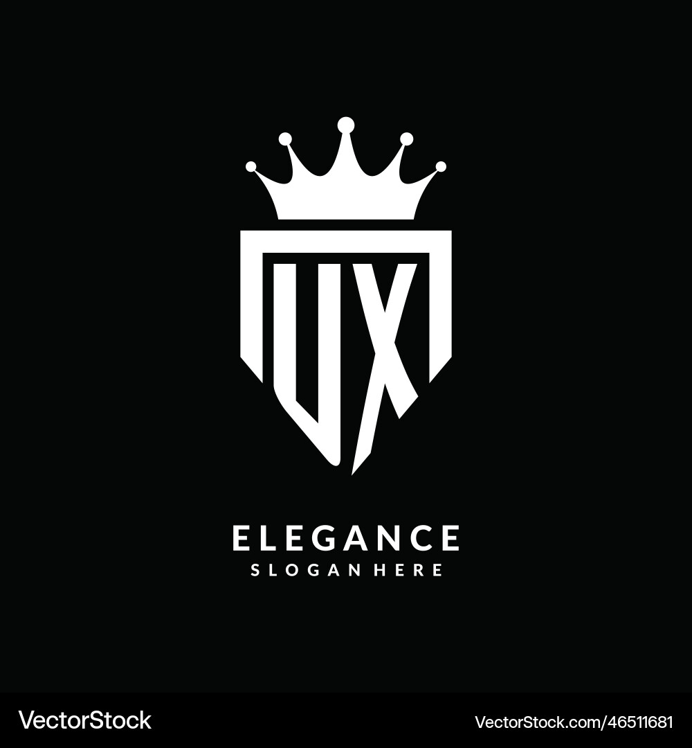 Letter ux logo monogram emblem style with crown Vector Image