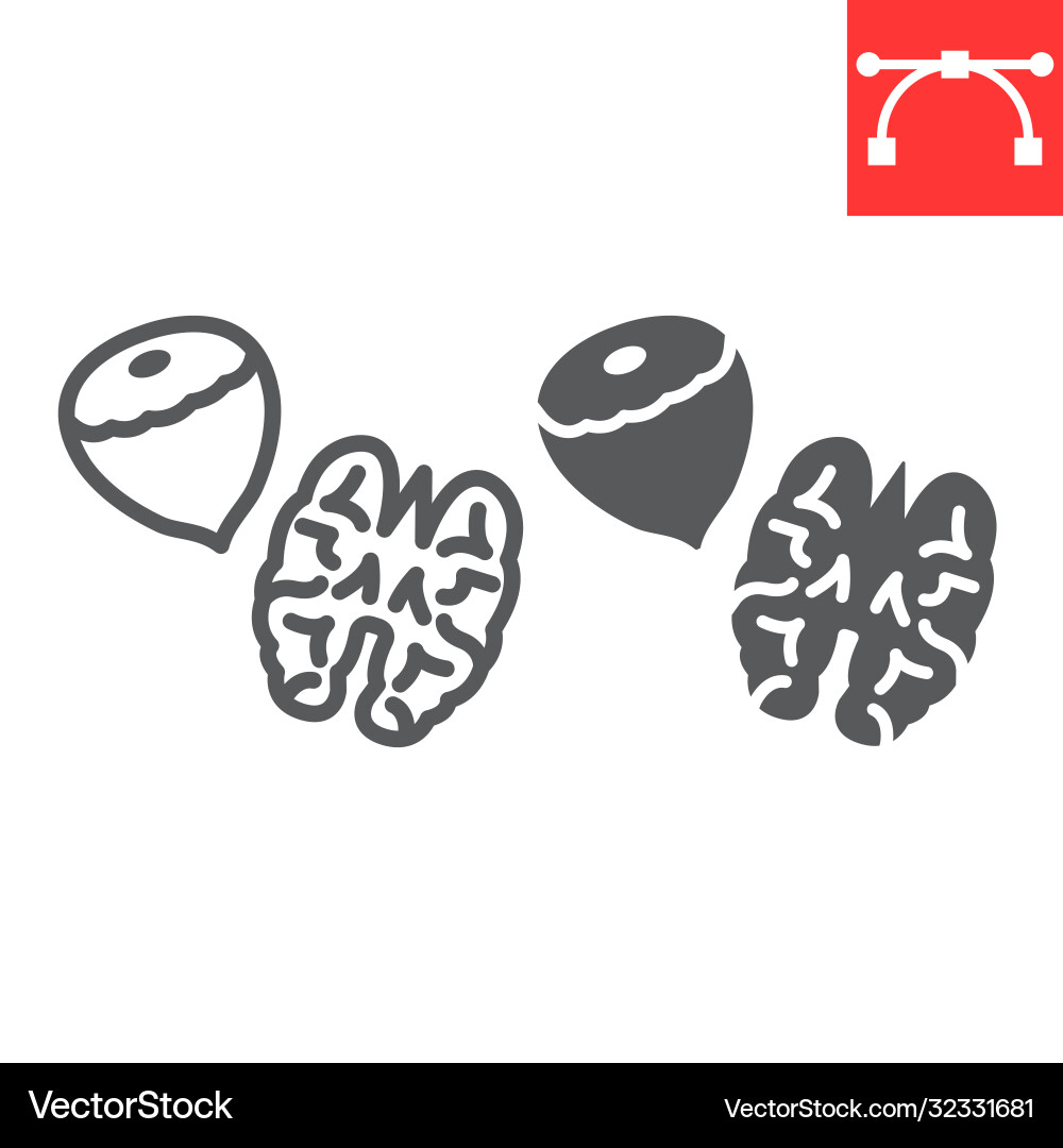 Nuts line and glyph icon hazelnut keto diet Vector Image