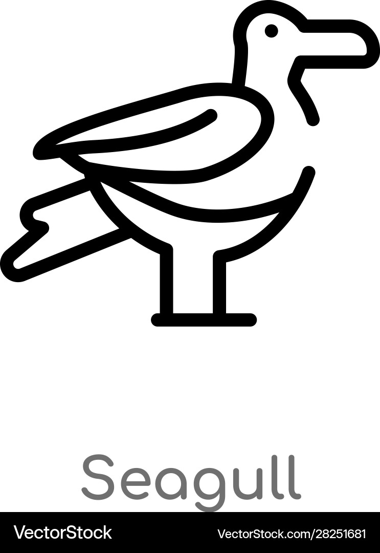 Outline seagull icon isolated black simple line Vector Image