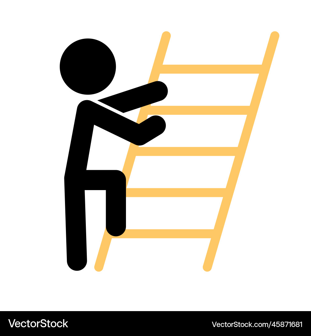 Person climbing a ladder icon Royalty Free Vector Image