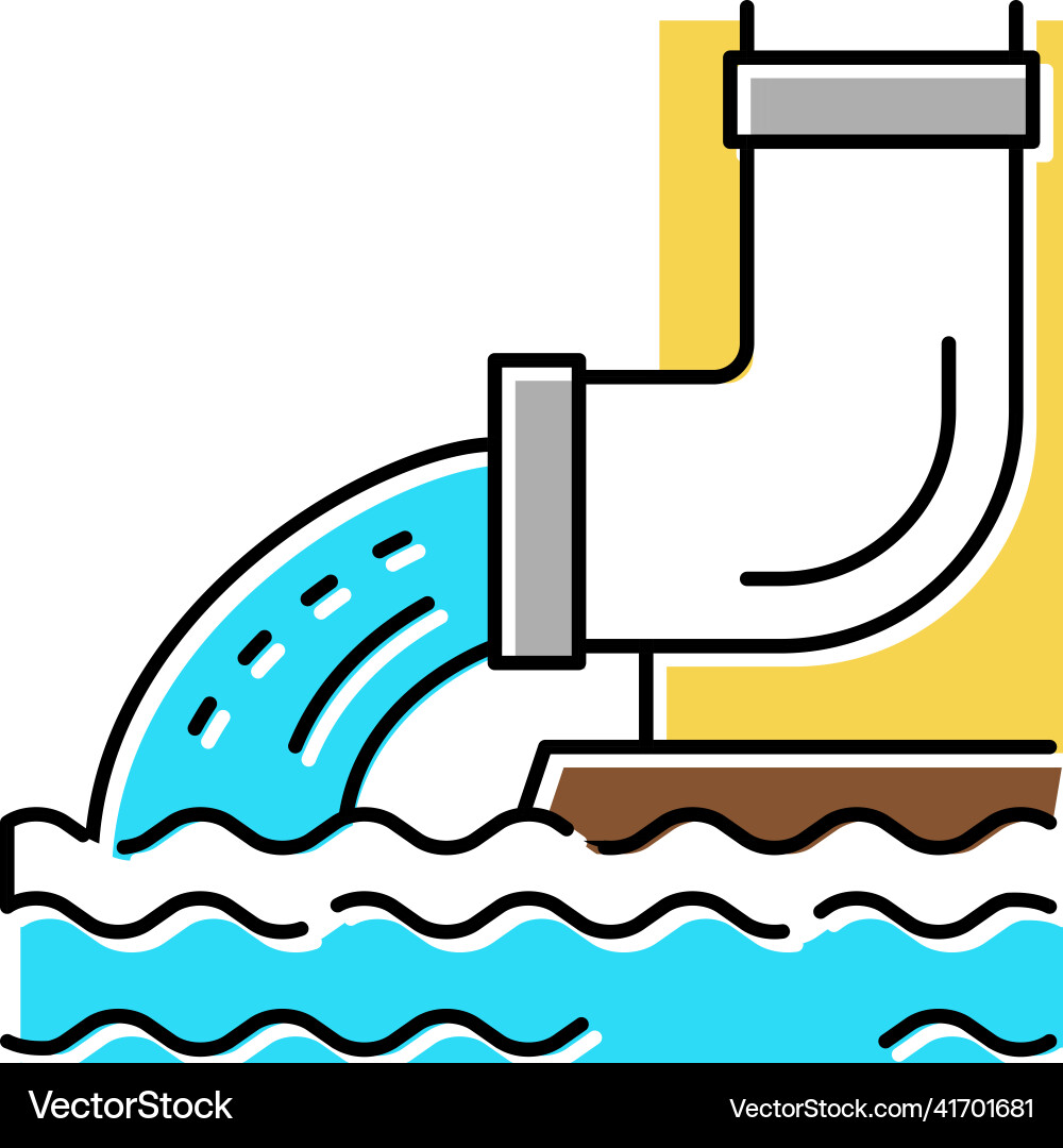 Water flowing from drainage pipe color icon Vector Image