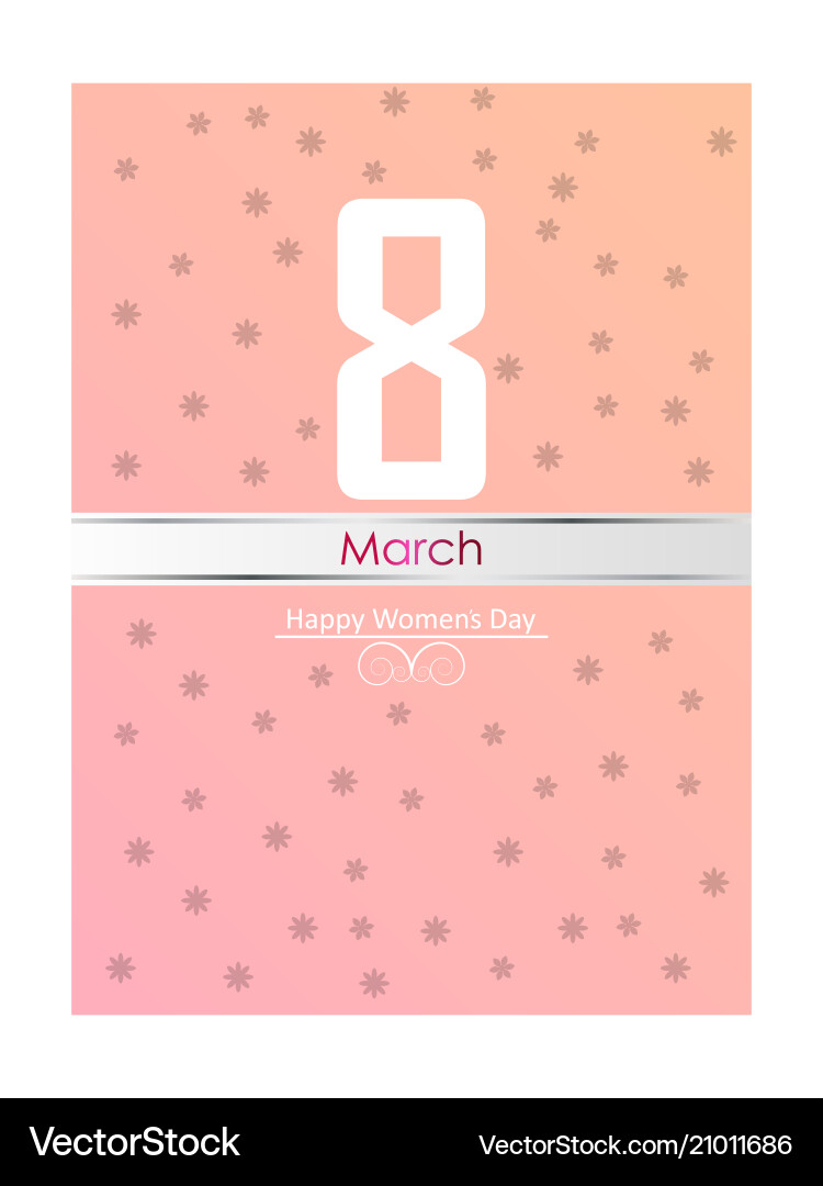 8 march greeting card template on pink background Vector Image