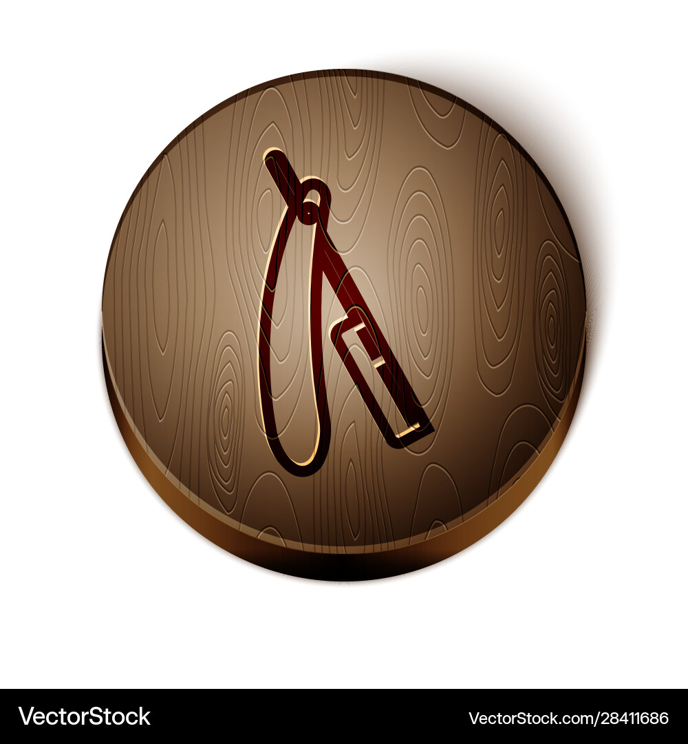 Brown line straight razor icon isolated on white Vector Image