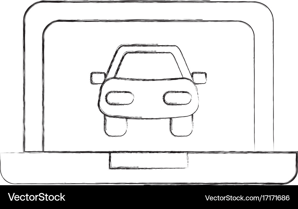 Car in display laptop icon service diagnostic Vector Image