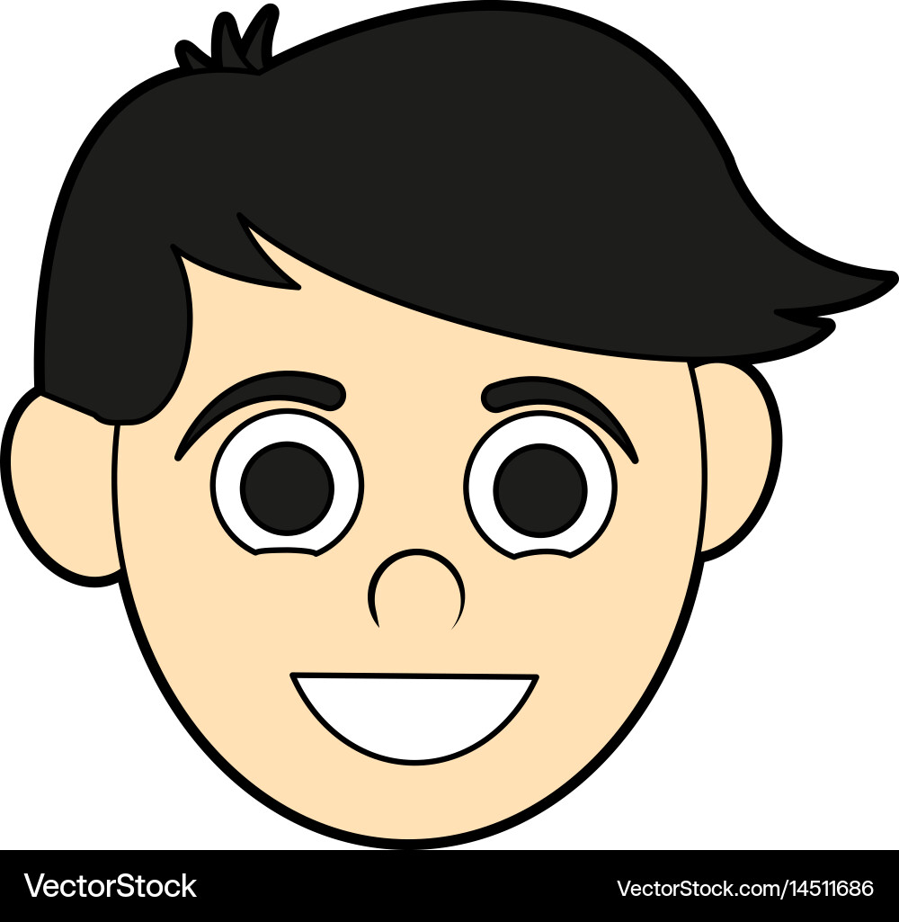 Colorful silhouette cartoon front face guy with Vector Image