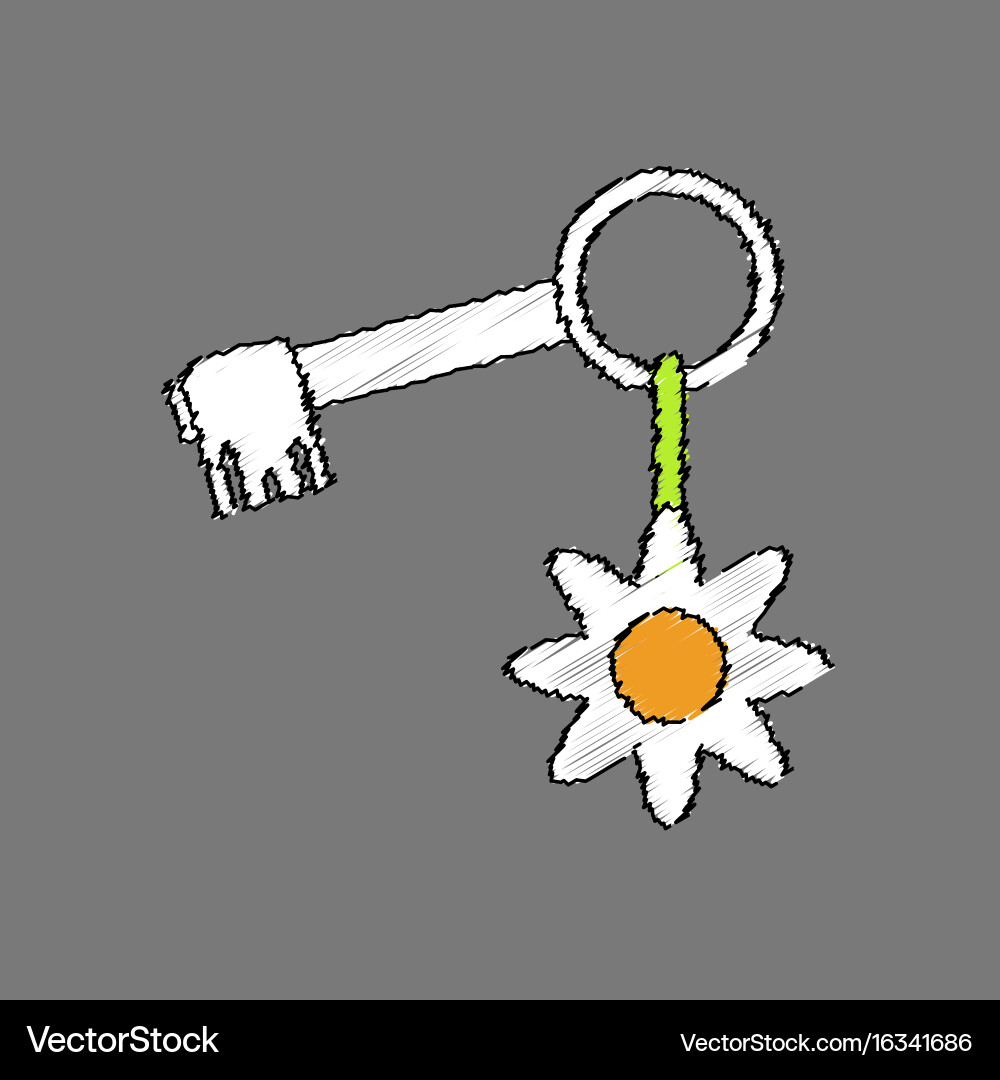 Flat shading style icon key and fob Royalty Free Vector