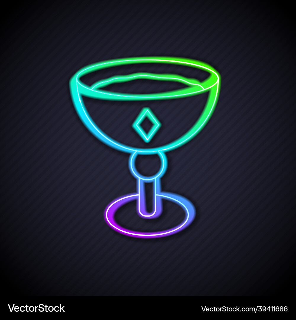 Glowing neon line medieval goblet icon isolated Vector Image