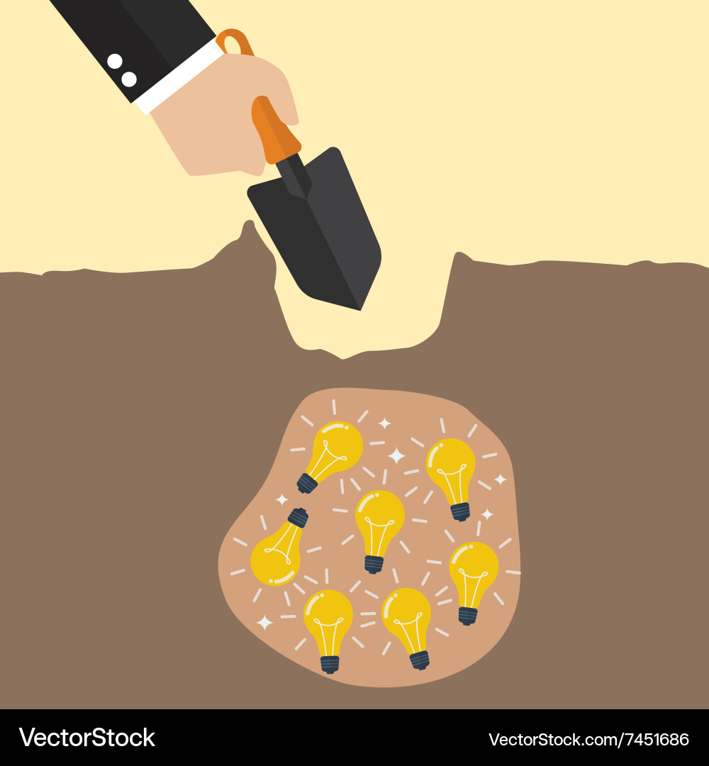 Hand dig a ground to find an idea Royalty Free Vector Image