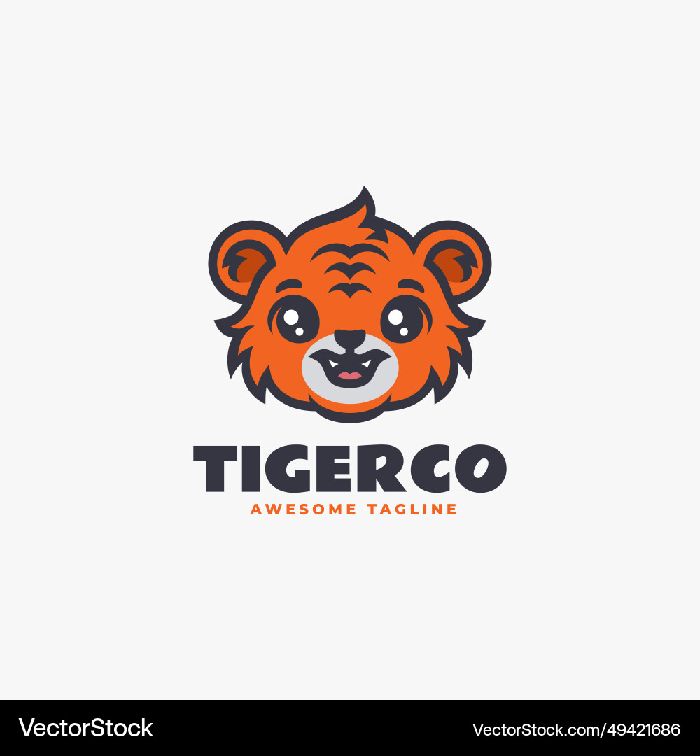 Logo tiger mascot cartoon style Royalty Free Vector Image