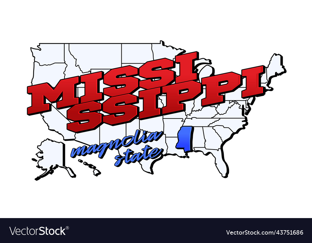 Mississippi state with us Royalty Free Vector Image