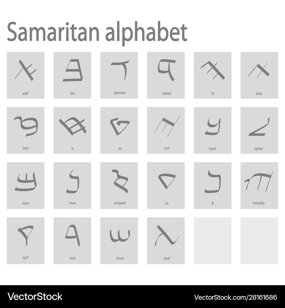 Monochrome icons with samaritan alphabet Vector Image
