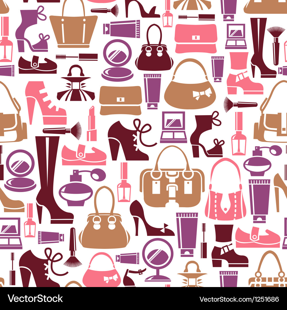 Seamless pattern with beauty female icons Vector Image