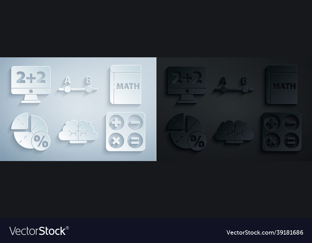 Set Human Brain Book With Word Mathematics Graph Vector Image