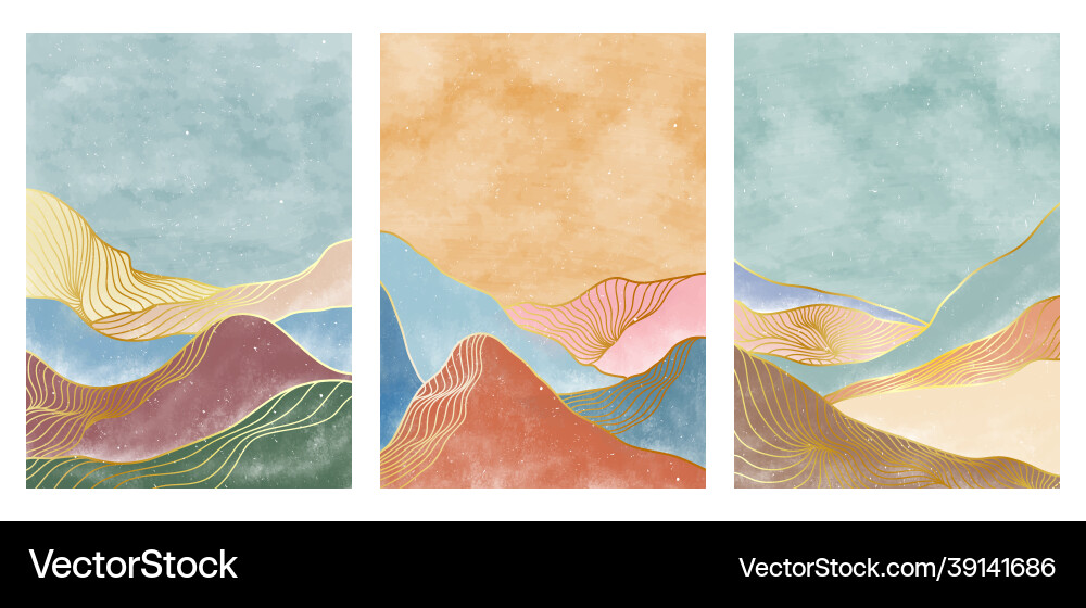 Set of creative minimalist hand painted mid Vector Image
