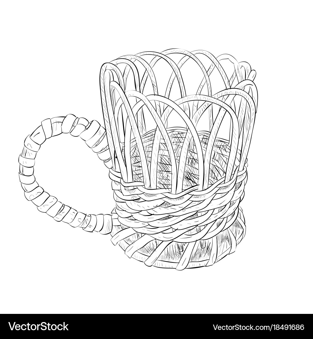 Sketch of wicker cup Royalty Free Vector Image