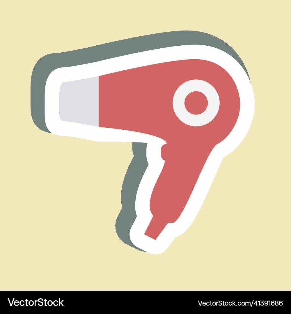 Sticker hair dryer - simple editable stroke Vector Image