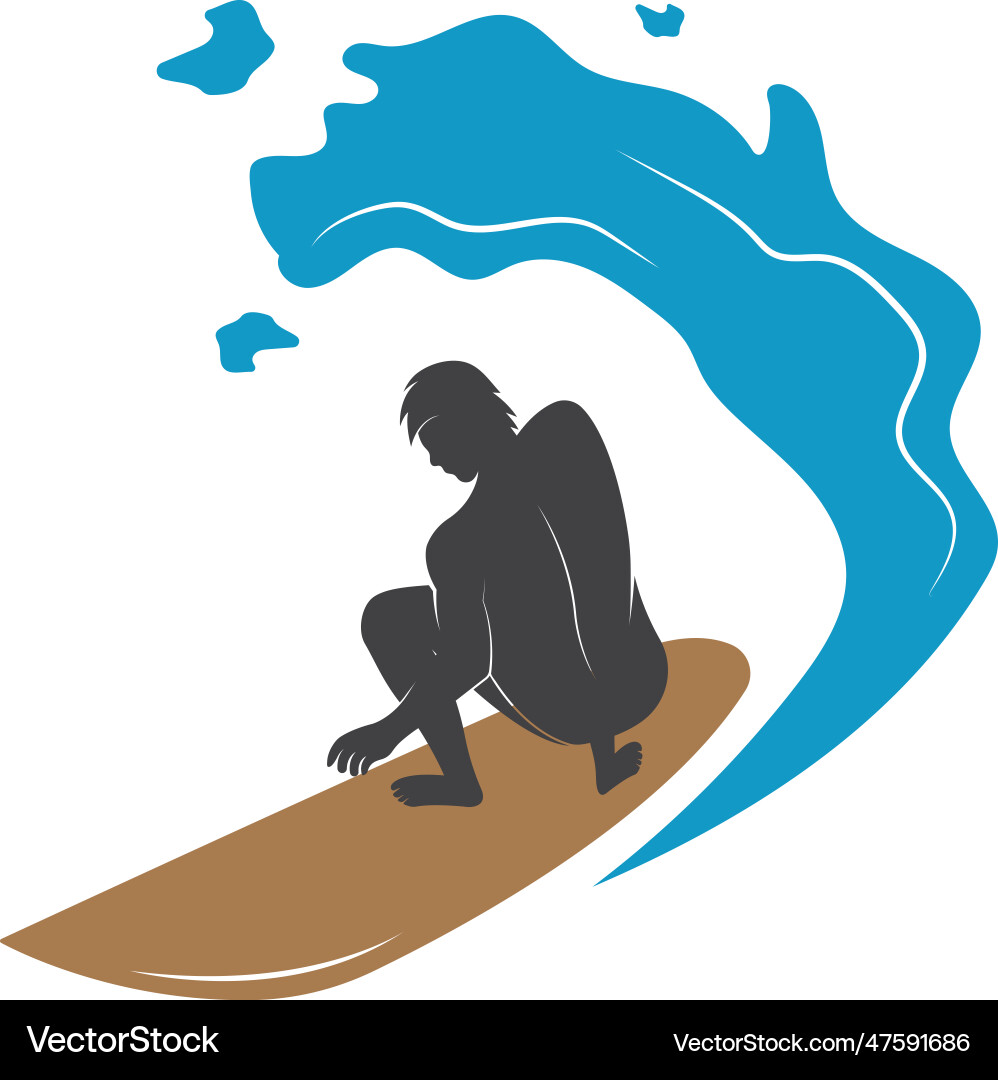 Surfing with water wave logo template symbol Vector Image