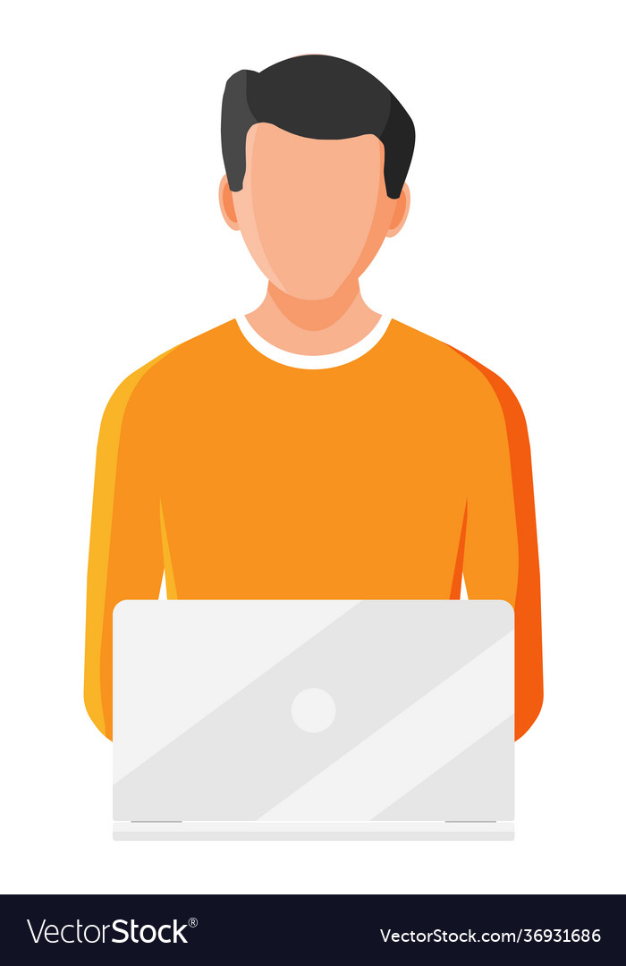 Young man with laptop Royalty Free Vector Image