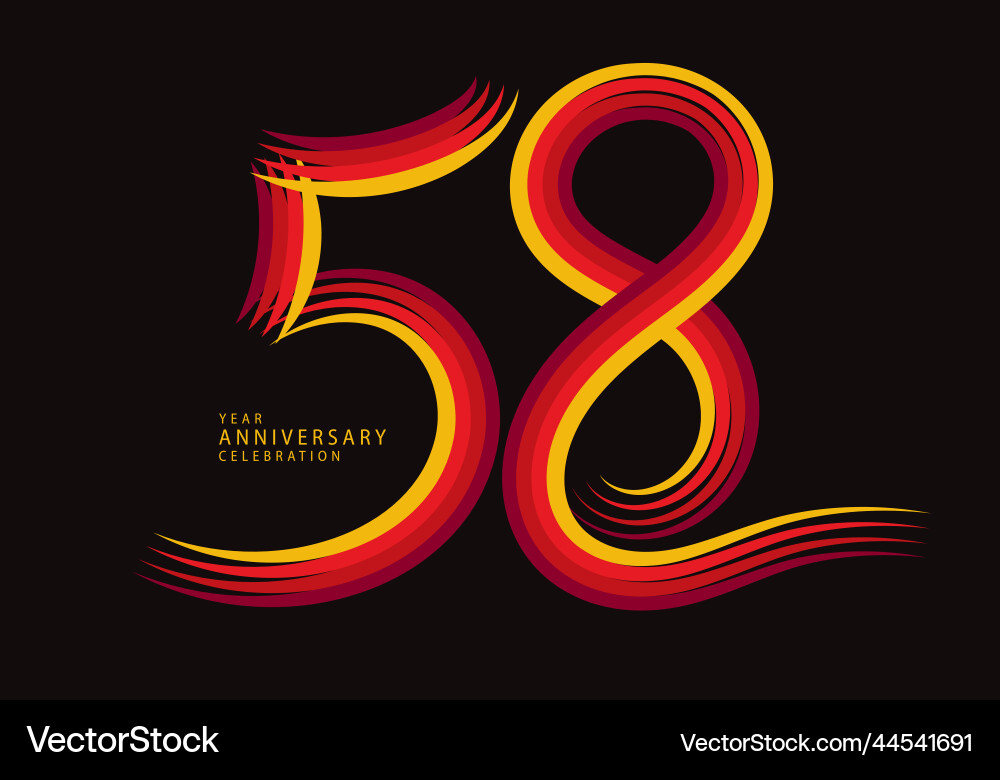 58 years anniversary celebration logotype red Vector Image