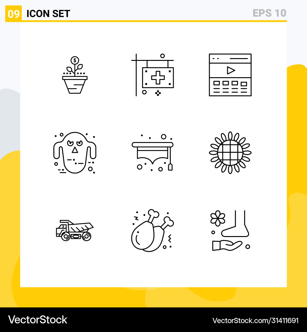 9 thematic outlines and editable symbols user Vector Image