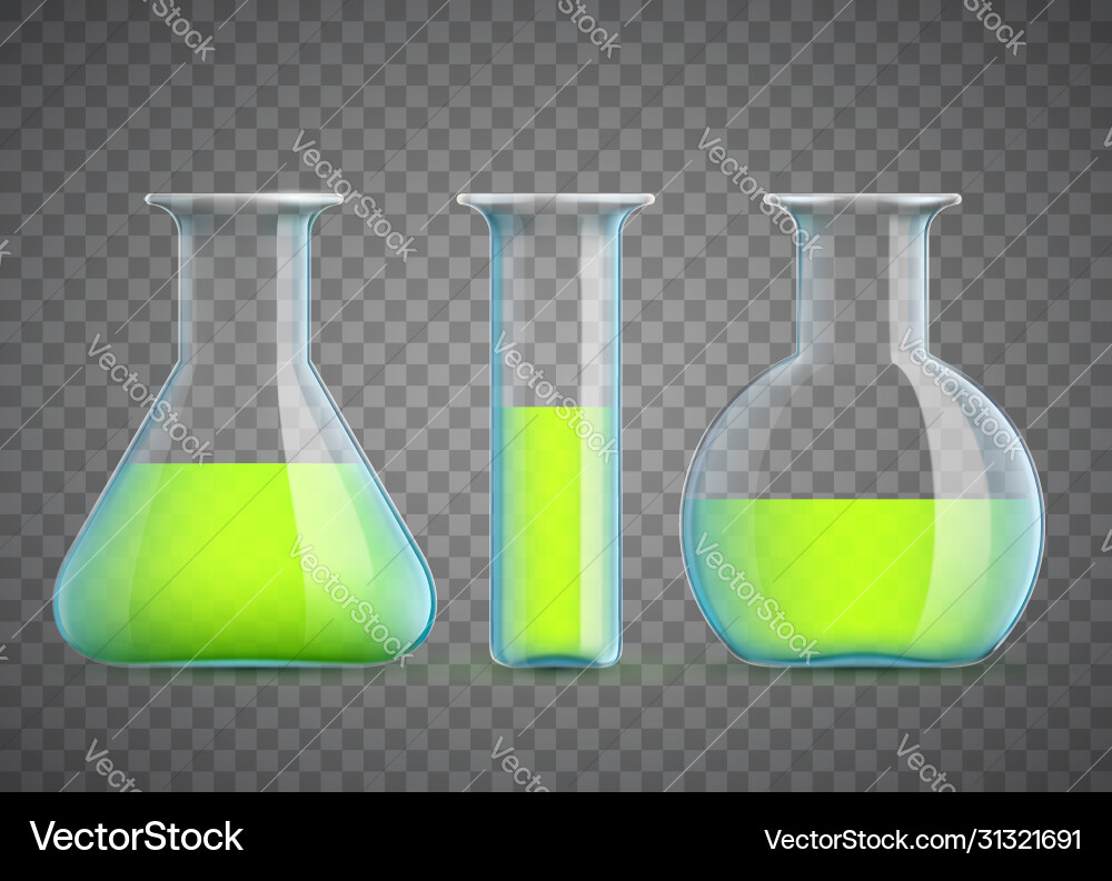 Chemical laboratory flask with green liquid Vector Image