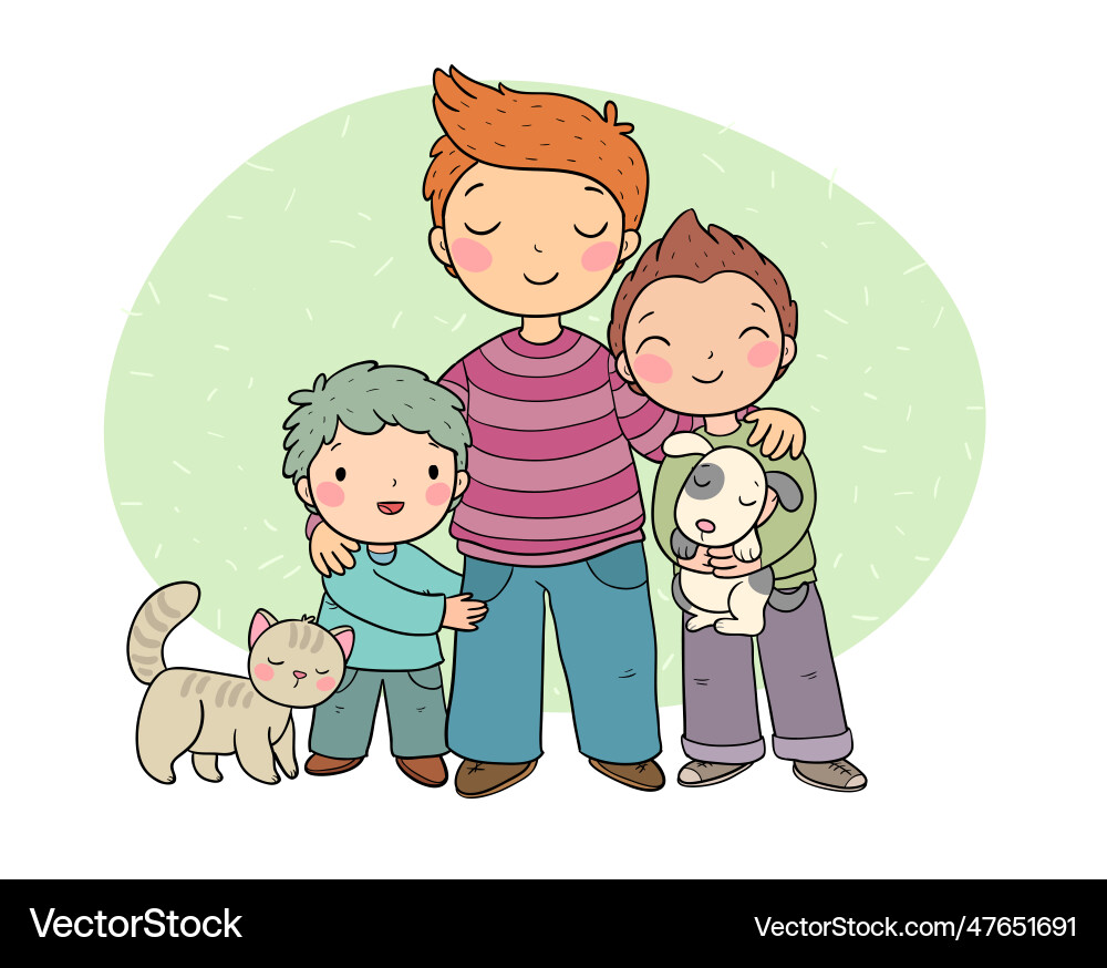 Dad and sons three brothers three friends Vector Image