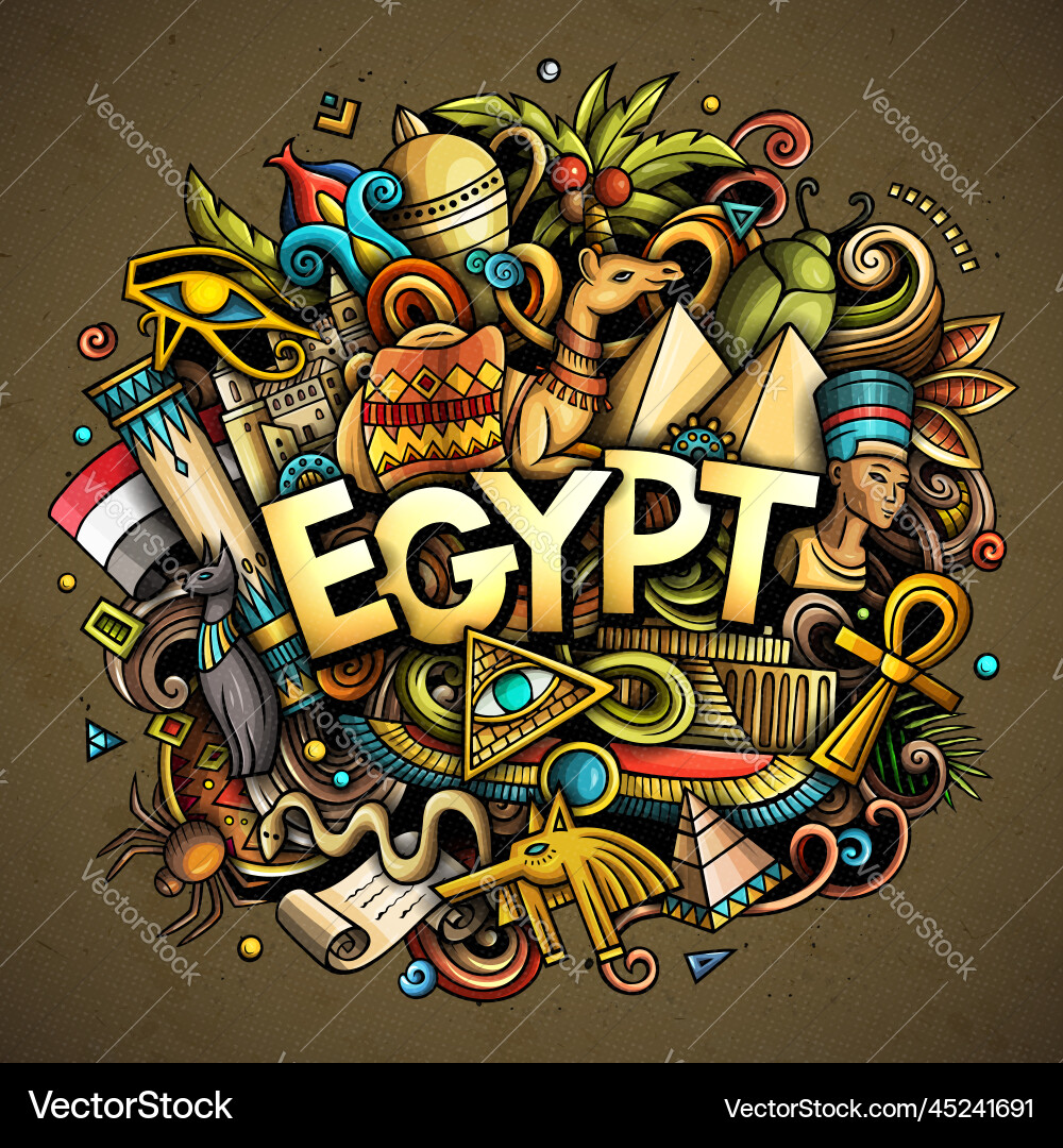 Egypt cartoon doodle funny design Royalty Free Vector Image