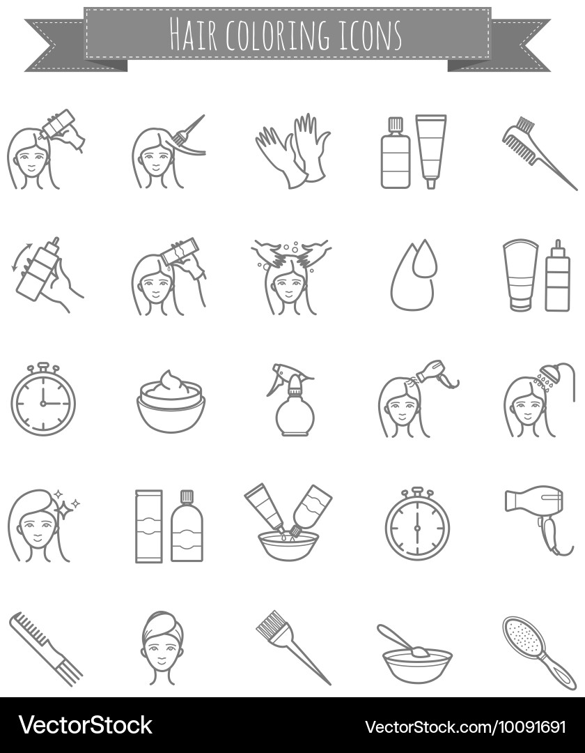 Hair coloring icons Royalty Free Vector Image - VectorStock