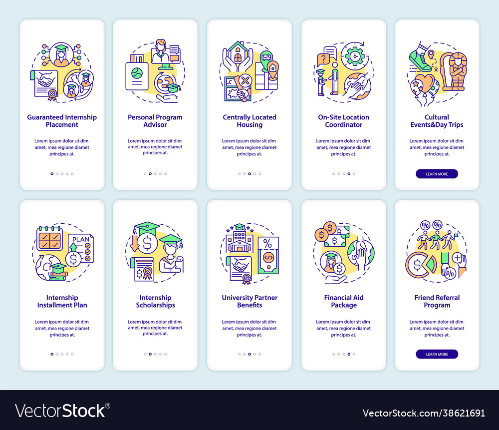 Internship programs onboarding mobile app page Vector Image