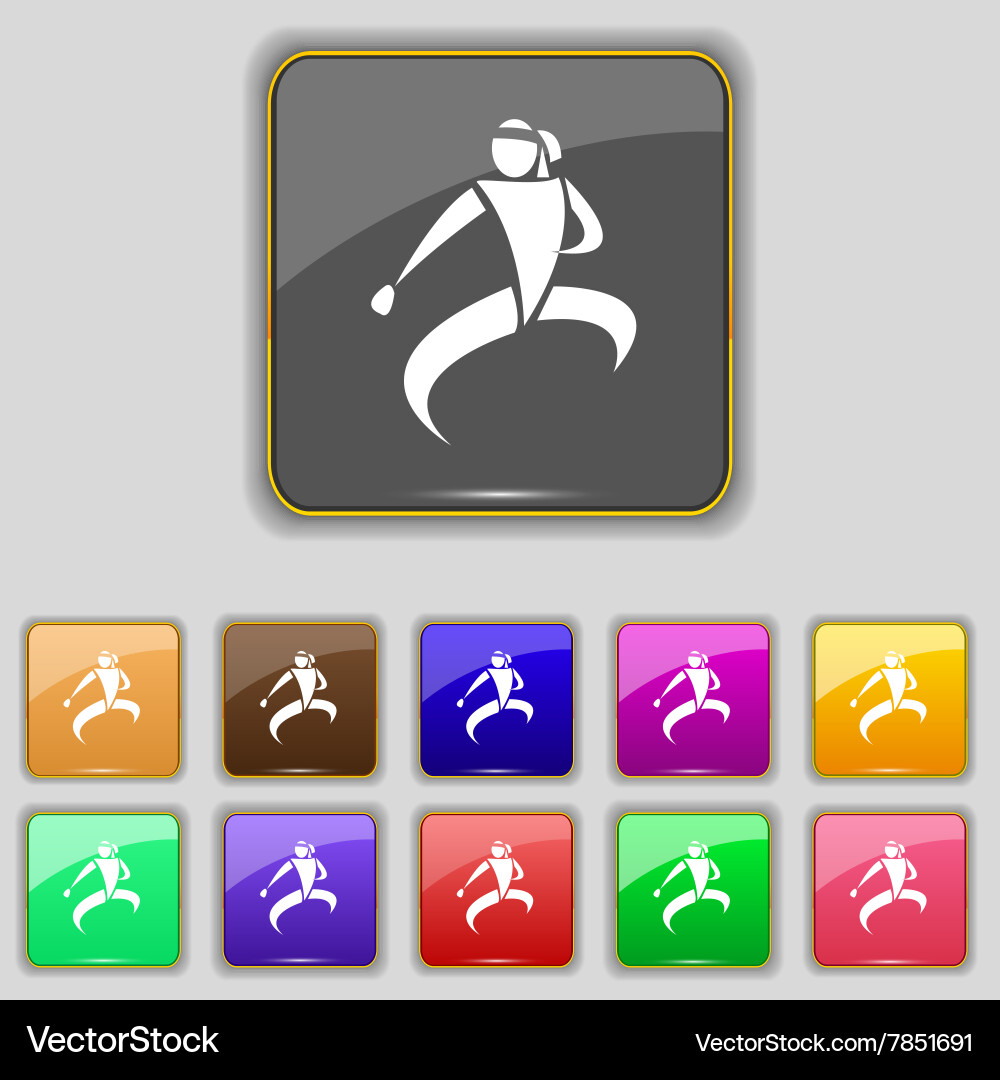 Karate kick icon sign set with eleven colored Vector Image